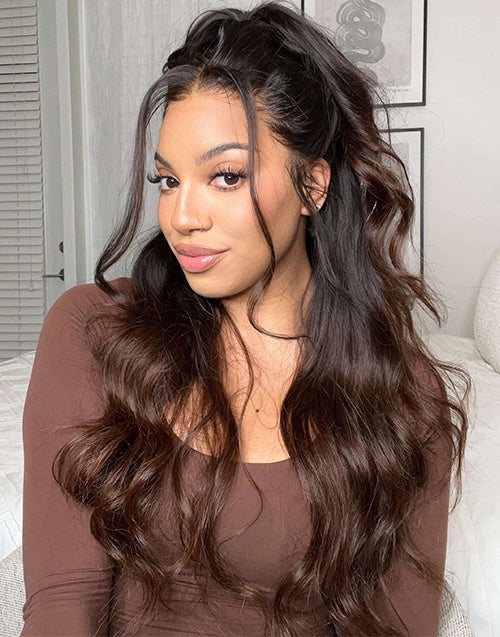 Ombre Chocolate Brown Color Pre Cut Lace Body Wave Lace Frontal Wig Jessies Wig