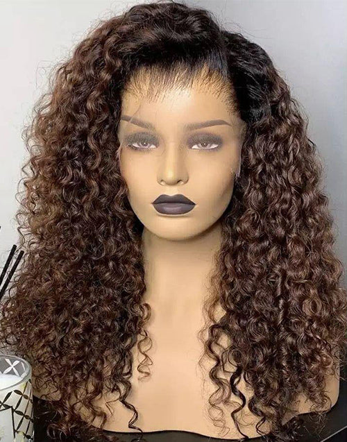 Glueless Ombre Chocolate Brown Curly 13x4 Lace Front Wig Jessies Wig
