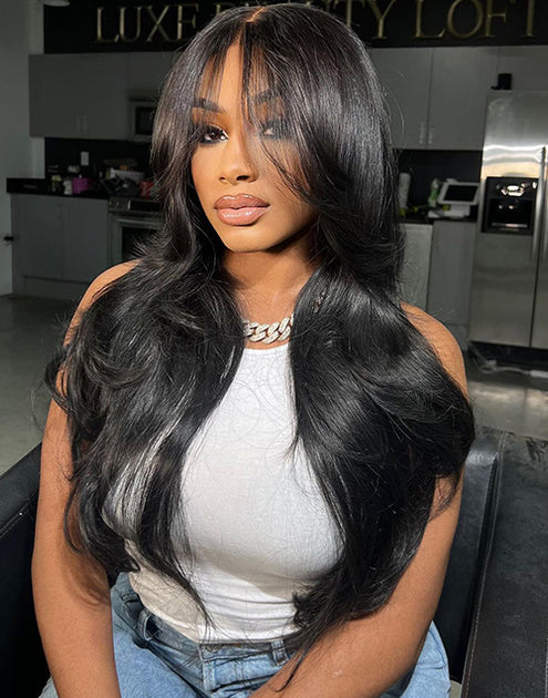 Face-Framing Curtain Bang Wig Body Wave Glueless Human Hair Wig With ...