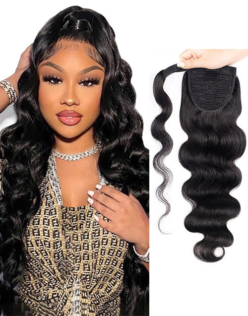 Body Wave Hair Ponytail Extension Wrap Around Long Clip in Ponytail ...